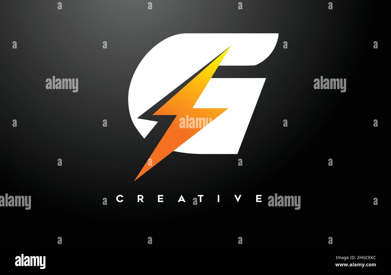 G letter Logo Design With thunderbold sign icon Vector. Stilized Modern ...