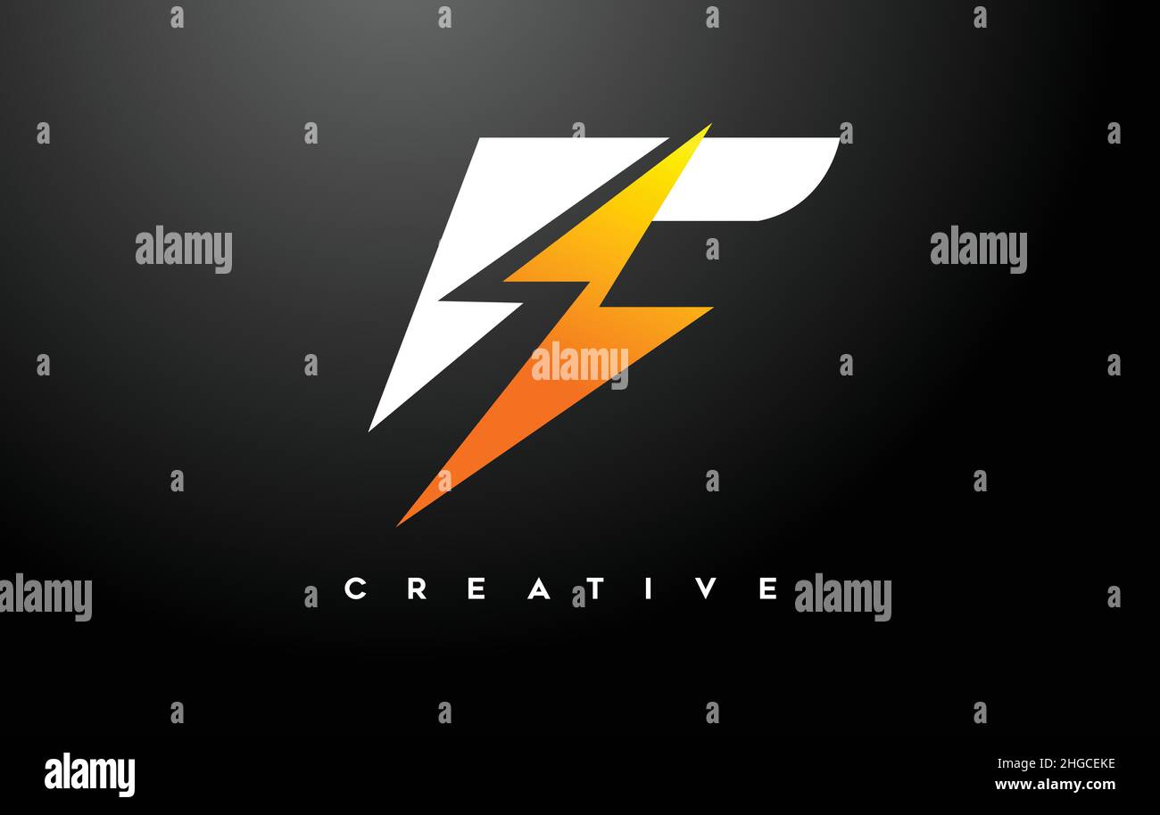 F letter Logo Design With thunderbold sign icon Vector. Stilized Modern ...
