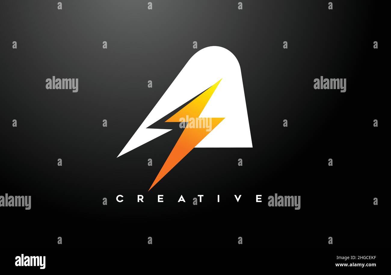 A letter Logo Design With thunderbold sign icon Vector. Stilized Modern ...