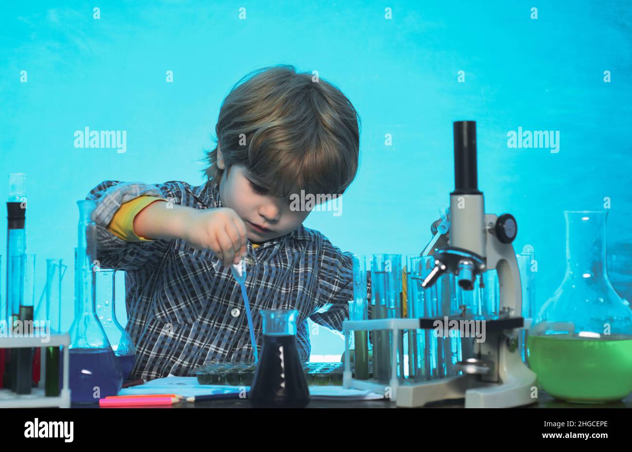 Home schooling. Learning at home. Science and education concept. First ...