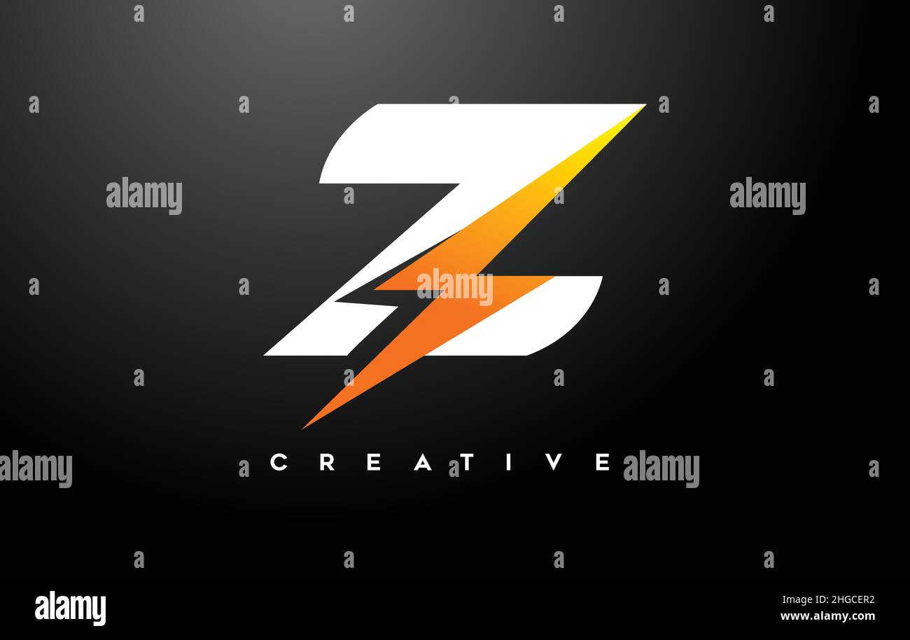 Z letter Logo Design With thunderbold sign icon Vector. Stilized Modern ...