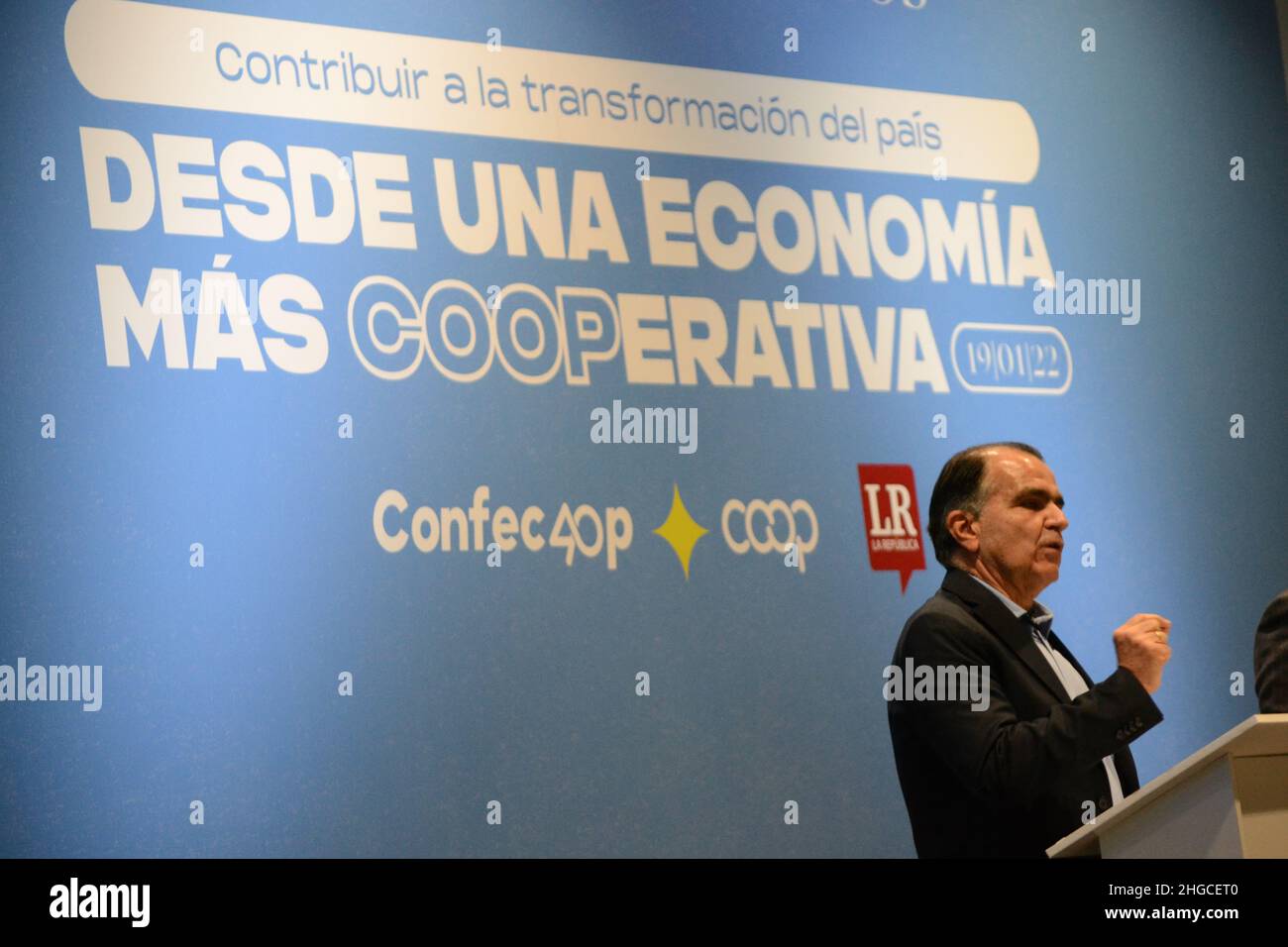 Bogota, Colombia. 19th Jan, 2022. Right wing candidate of the political ...