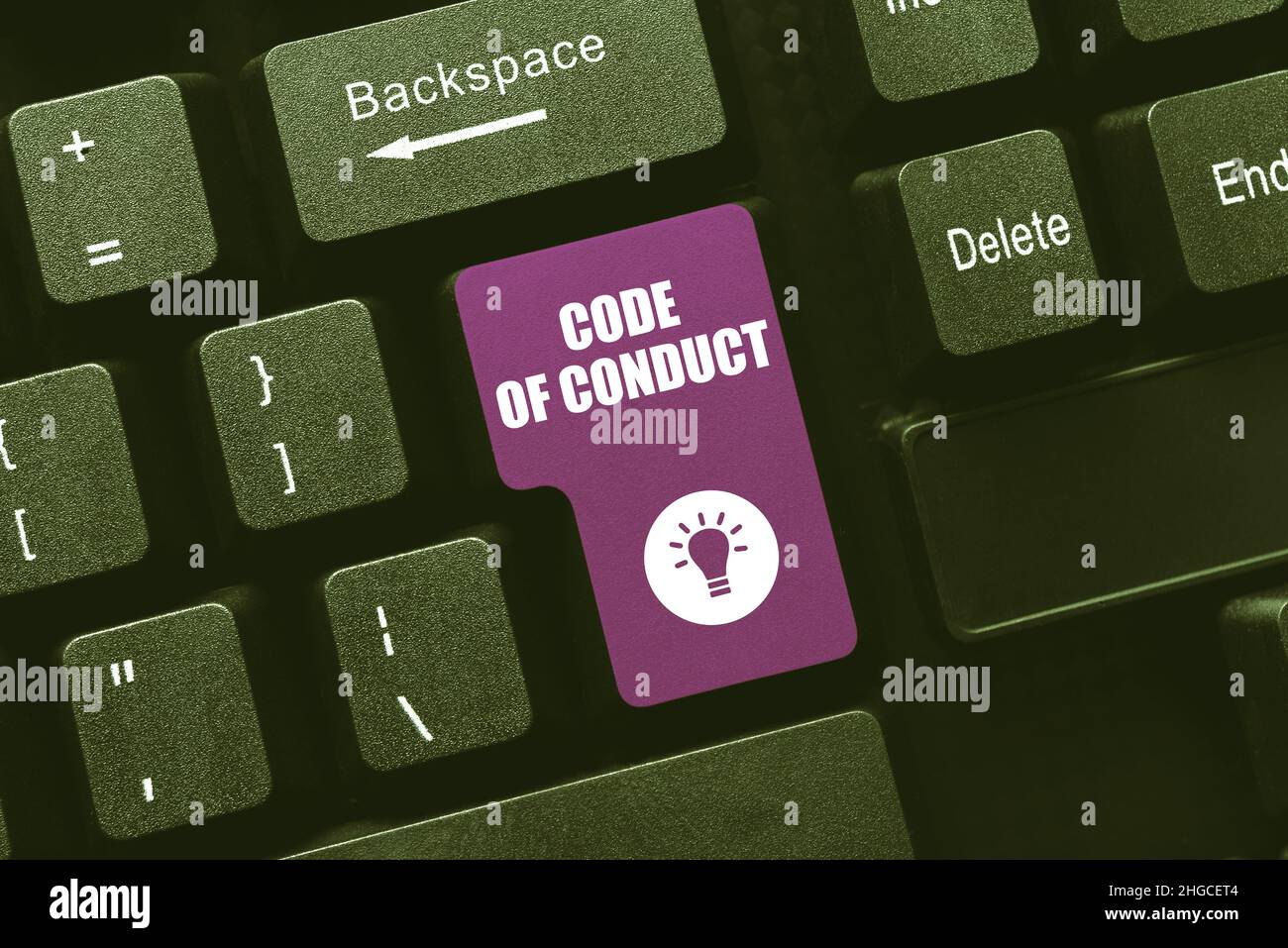 Handwriting text Code Of Conduct. Internet Concept set of principles ...