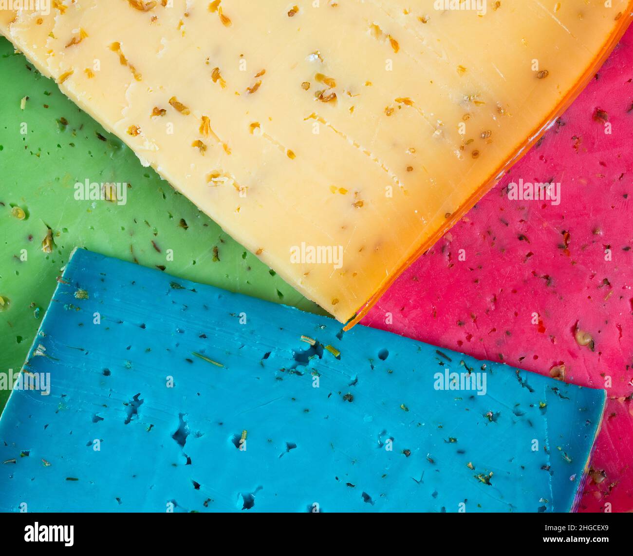 variation of color cheese Stock Photo - Alamy