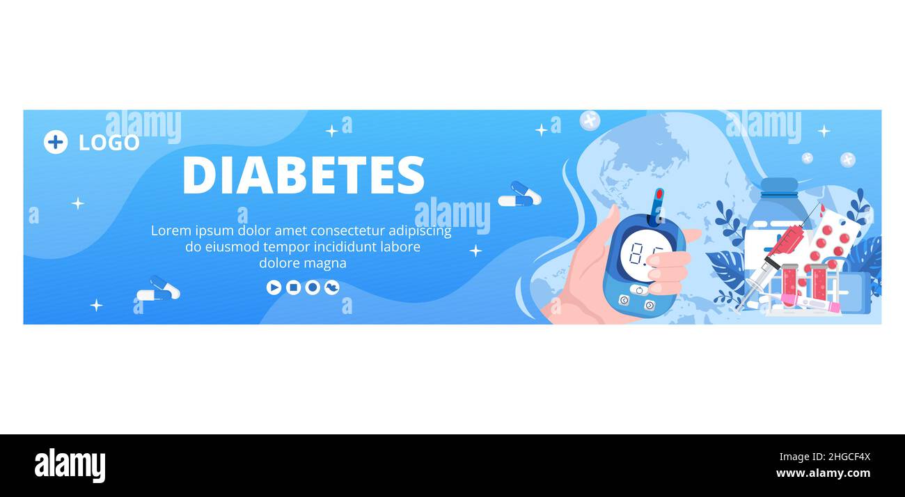 Diabetes Testing Post Template Flat Design Illustration Editable of ...