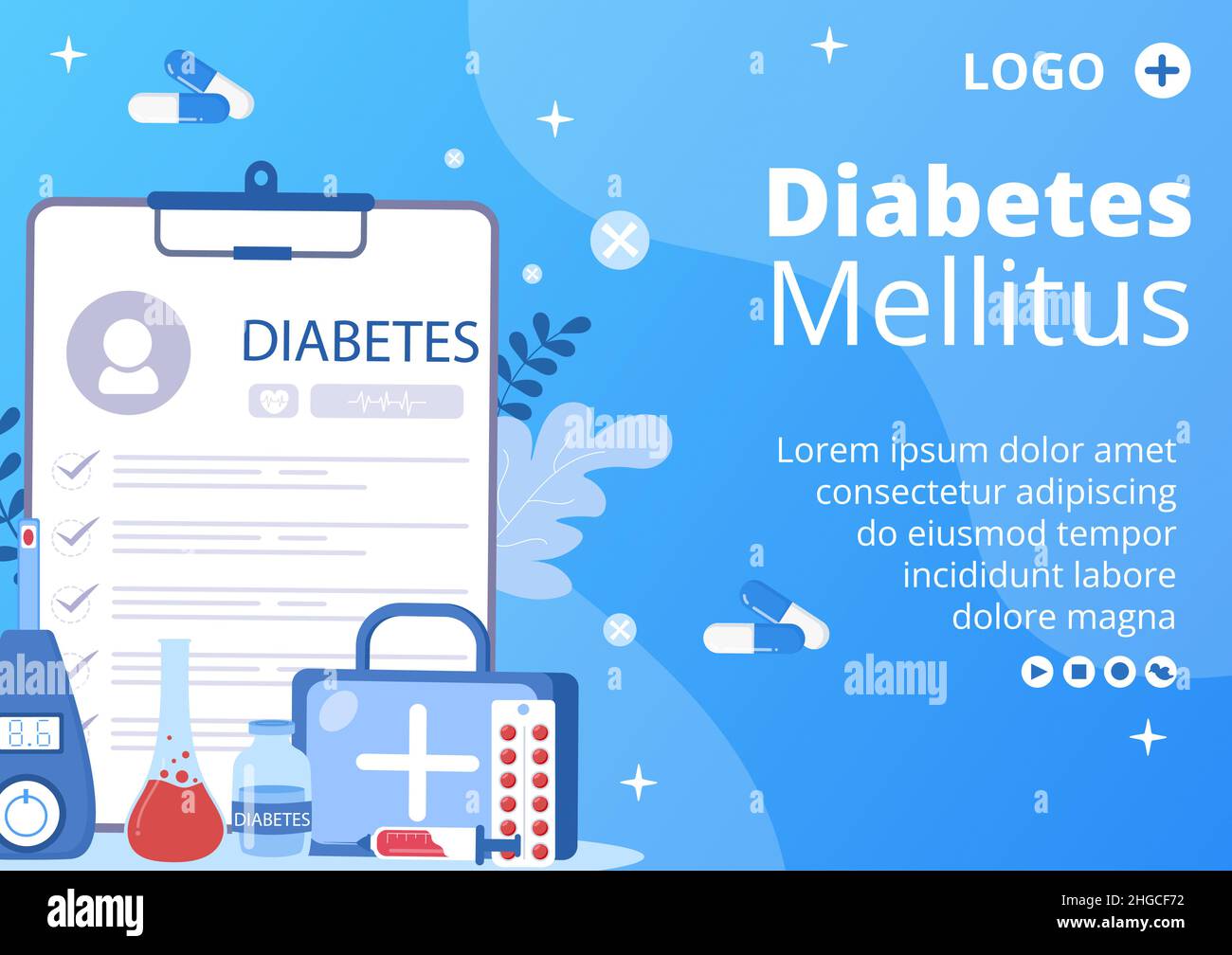 Diabetes Testing Brochure Template Flat Design Illustration Editable of ...