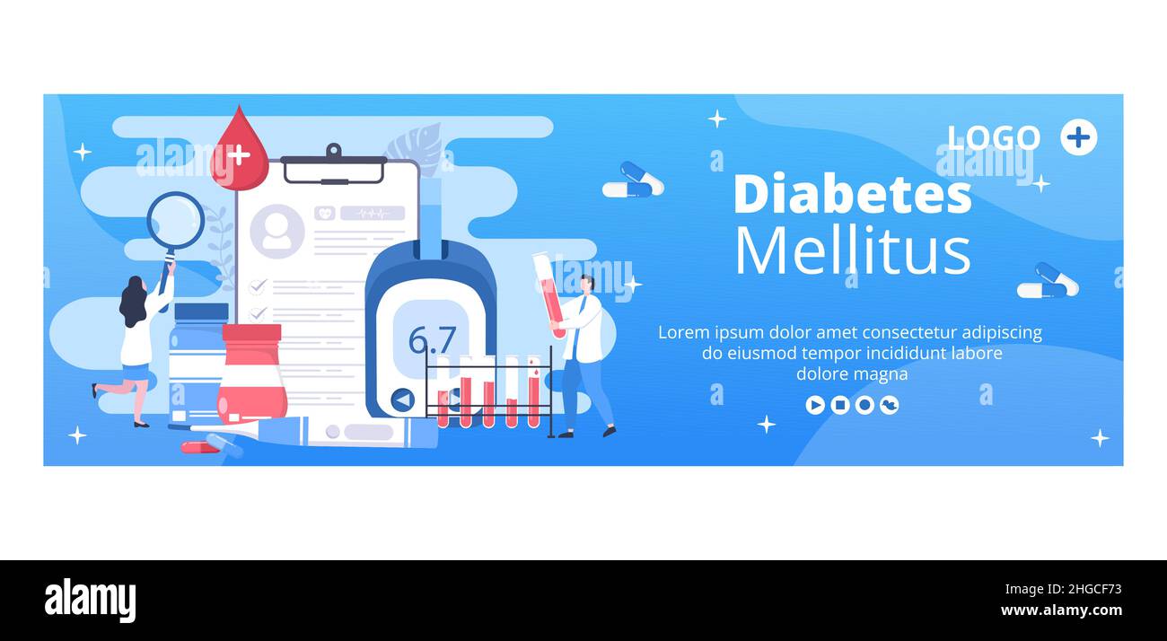 Diabetes Testing Cover Template Flat Design Illustration Editable of ...