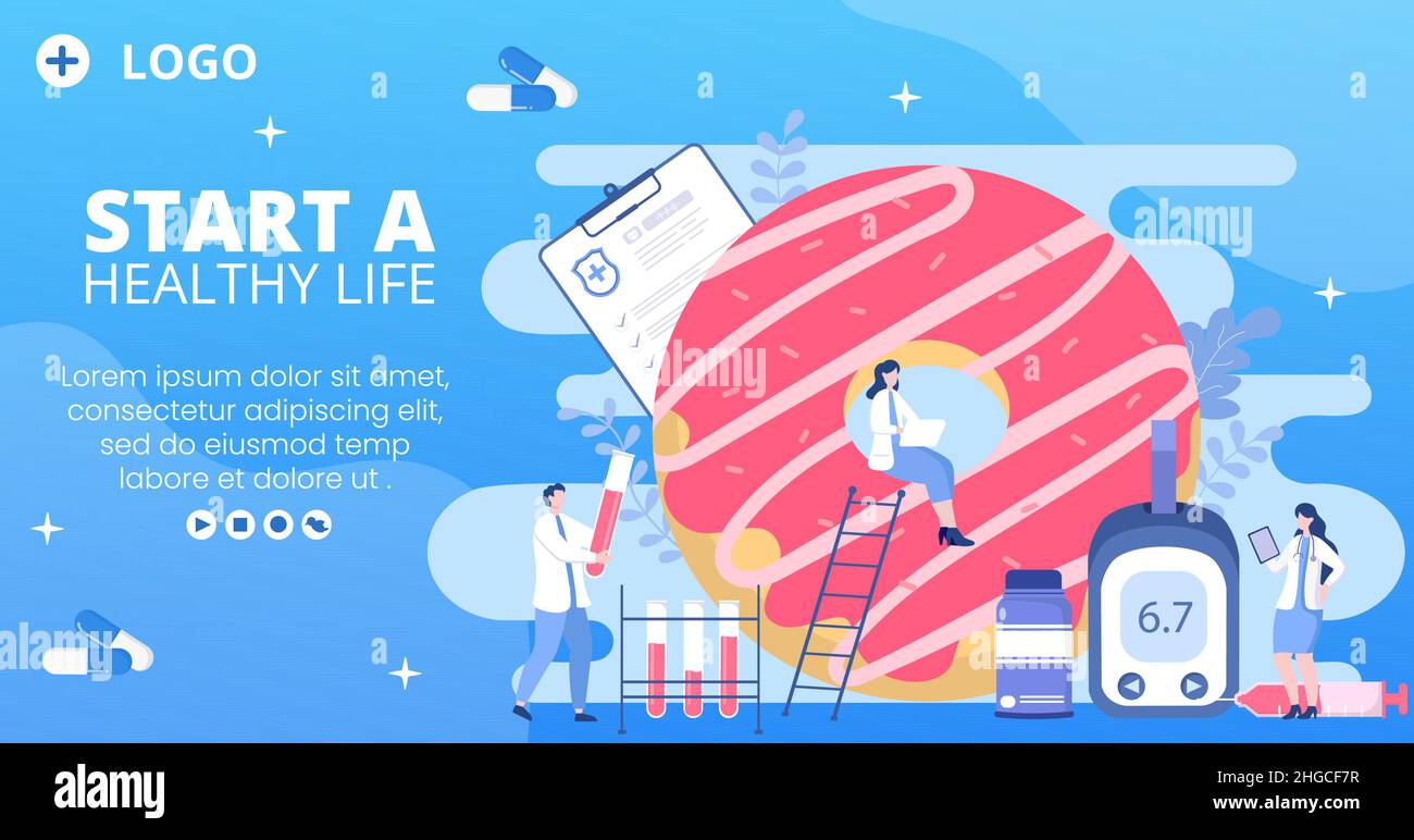 Diabetes Testing Post Template Flat Design Illustration Editable of ...