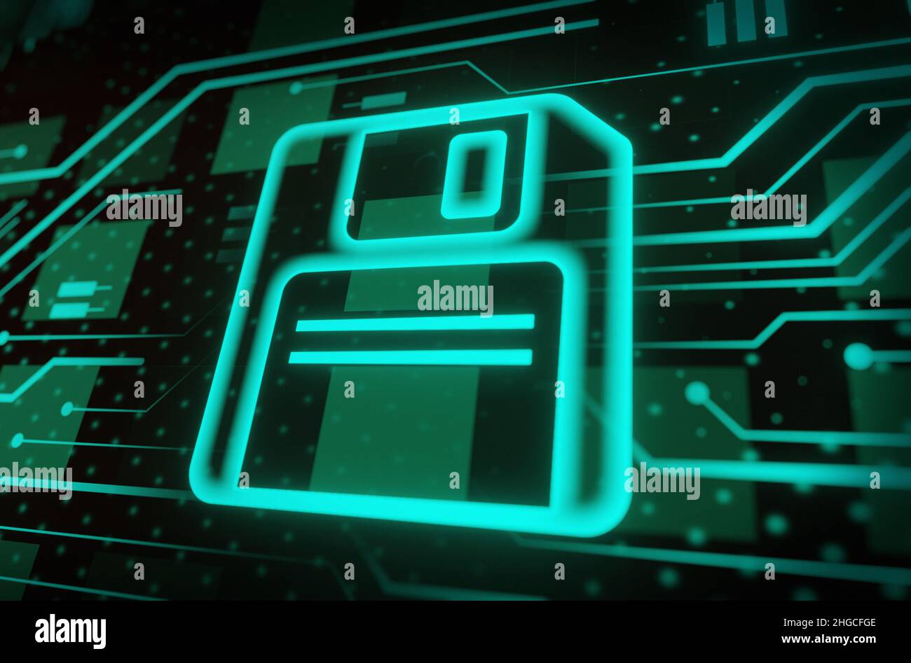 Save floppy disk icon digital technology blue banner background Stock ...