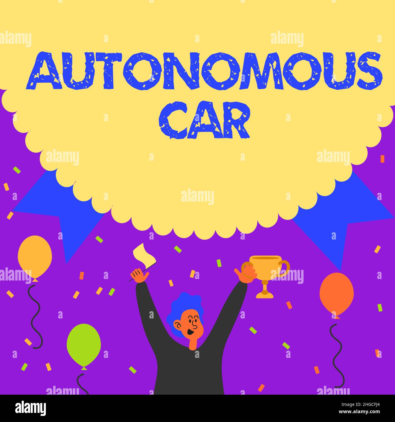 Text Caption Presenting Autonomous Car Internet Concept Vehicle That Can Guide Itself Without