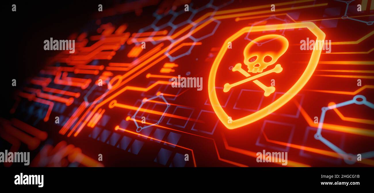 Blue hacker attack background skull hi-res stock photography and images ...