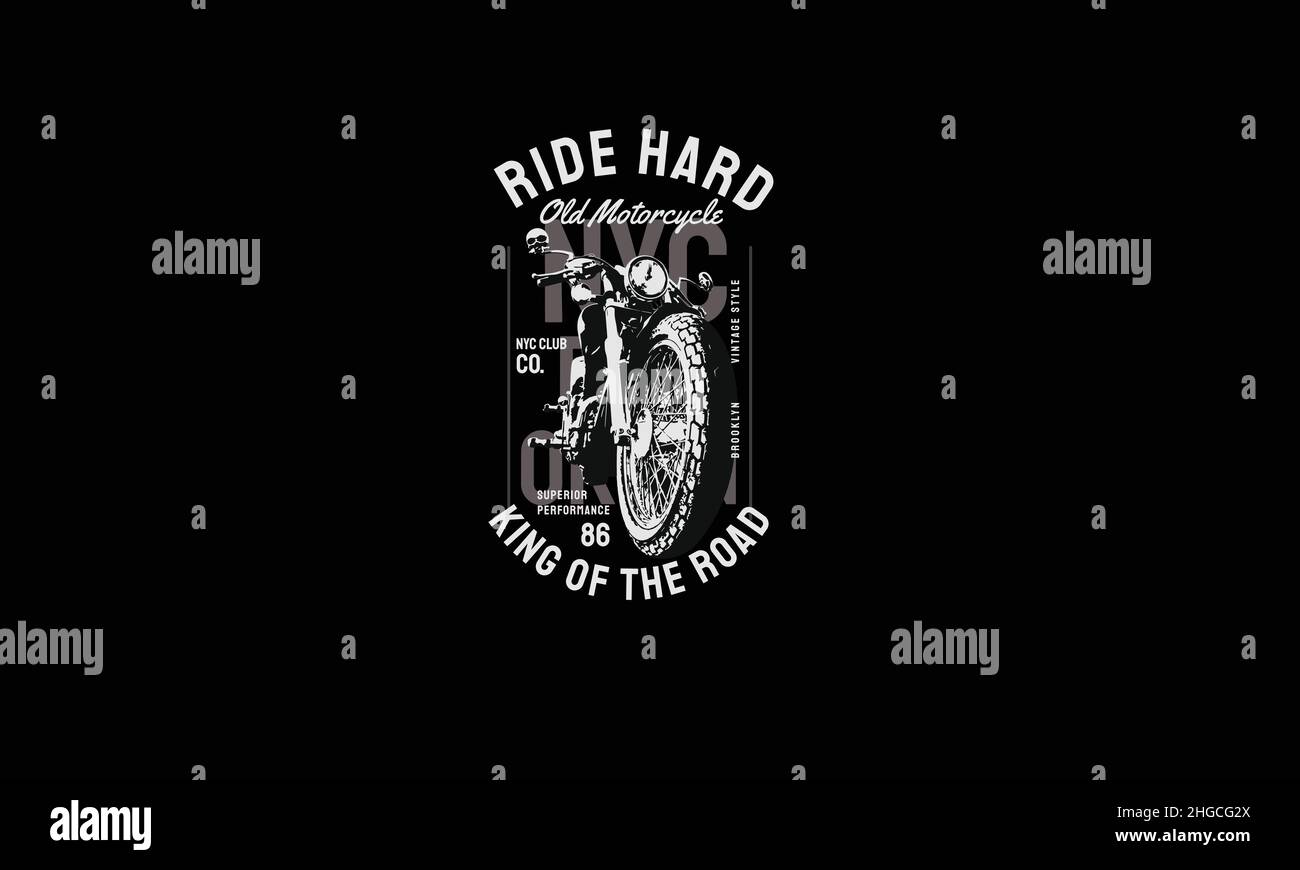 ride hard vintage motorcycle monogram text vector template Stock Vector ...