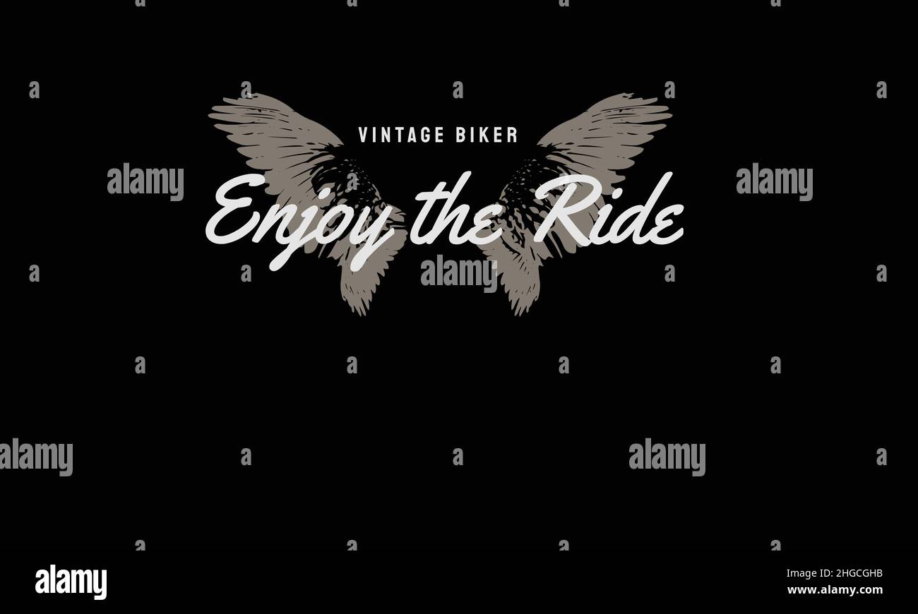 enjoy the ride eagle vintage motorcycle monogram text vector template ...