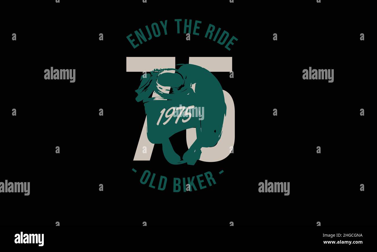 enjoy the ride old bike helmet vintage motorcycle monogram text vector ...