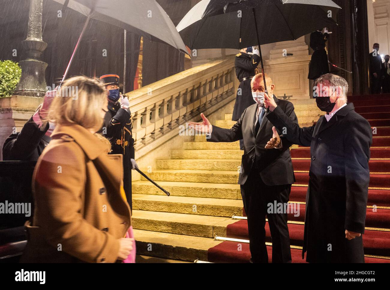 French Foreign Affairs Minister Jean-Yves Le Drian receives his ...