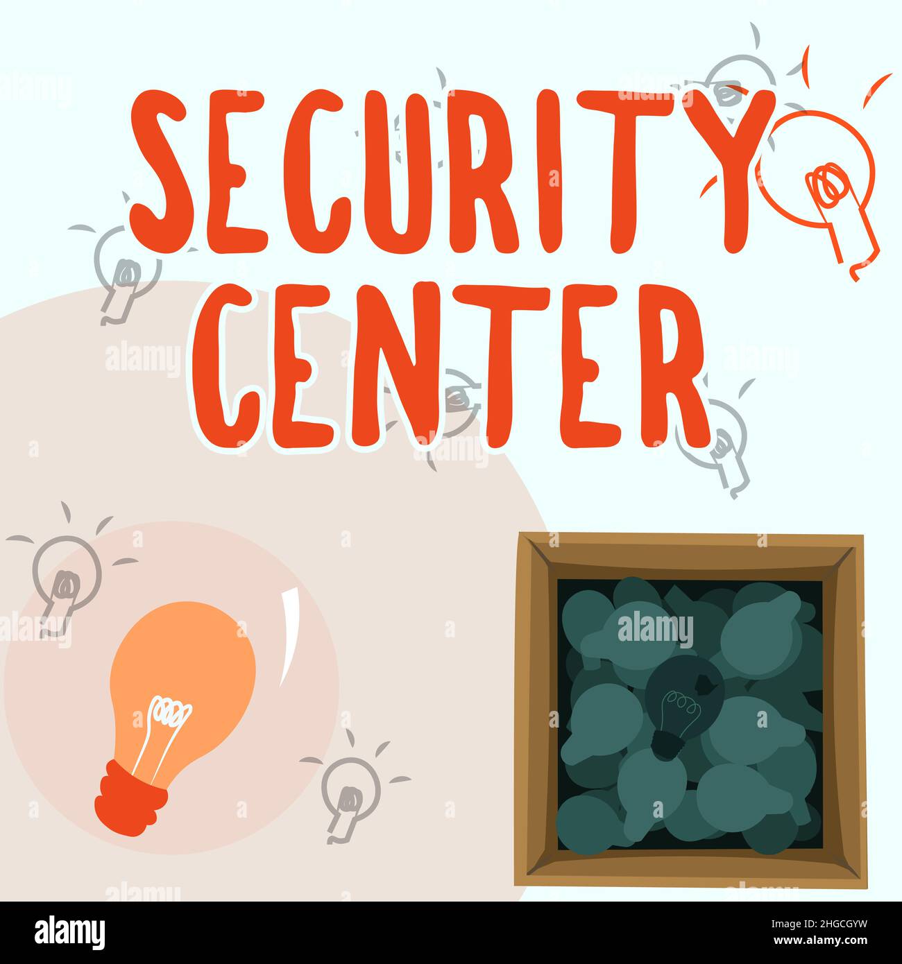 Sign displaying Security Center. Business overview centralized unit ...
