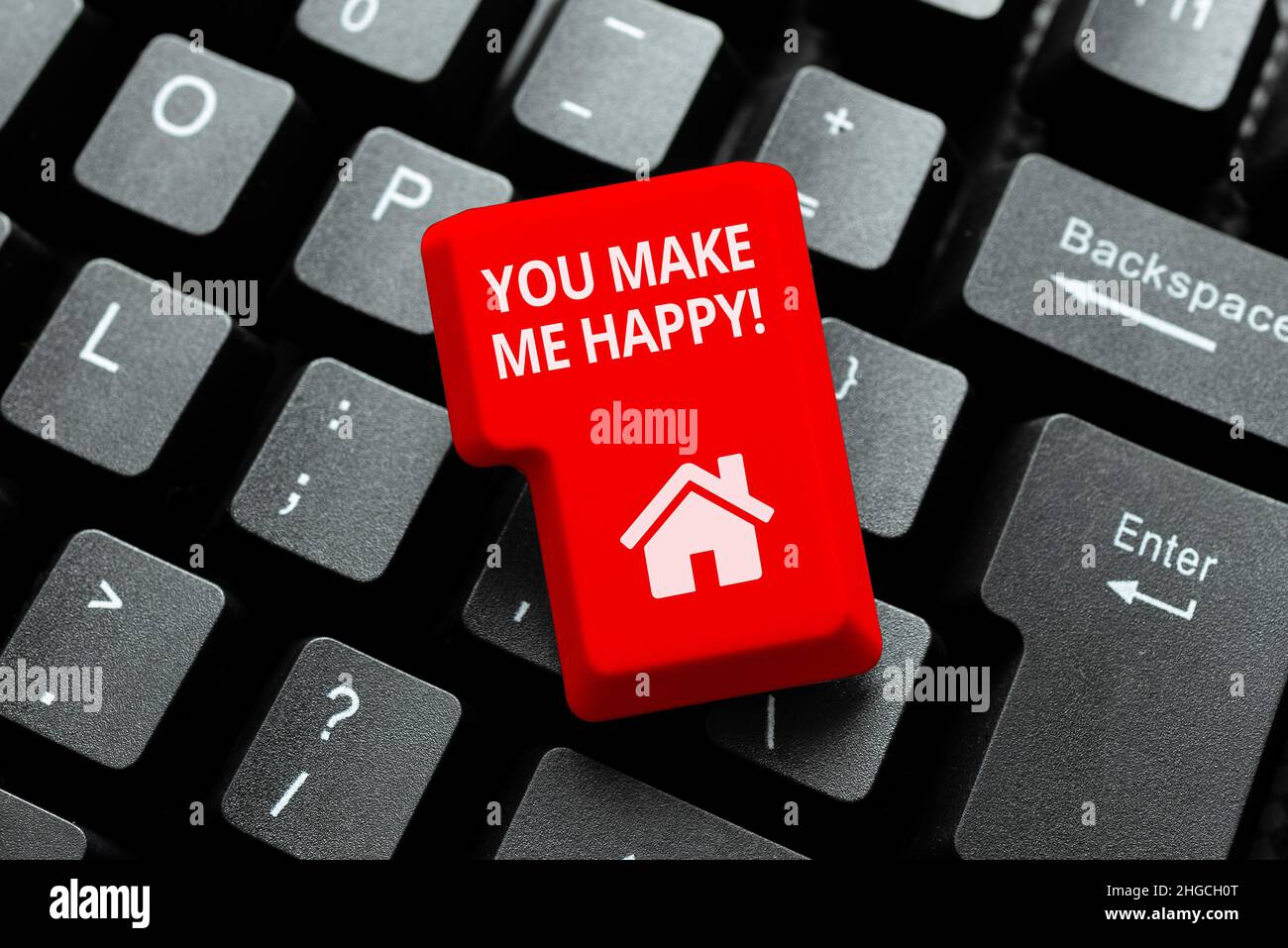 Conceptual caption You Make Me Happy. Business overview appreciating ...