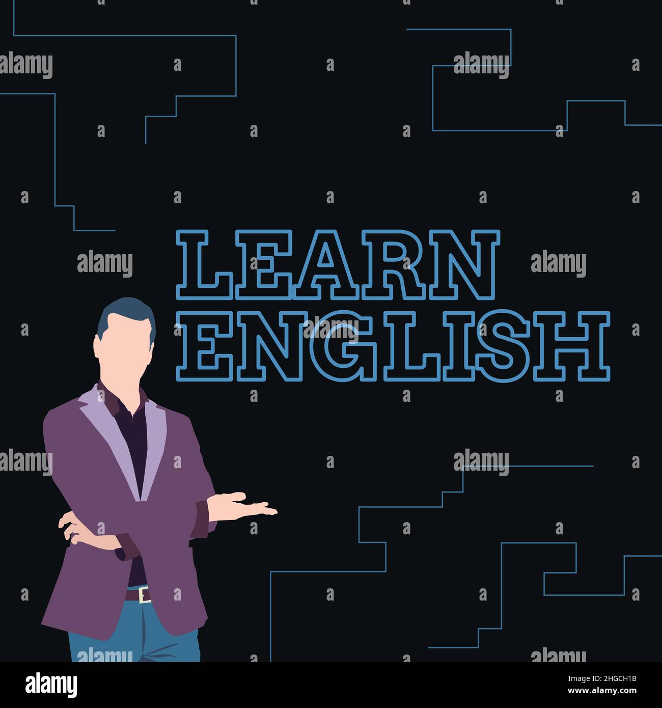 Text caption presenting Learn English. Business concept to train ...