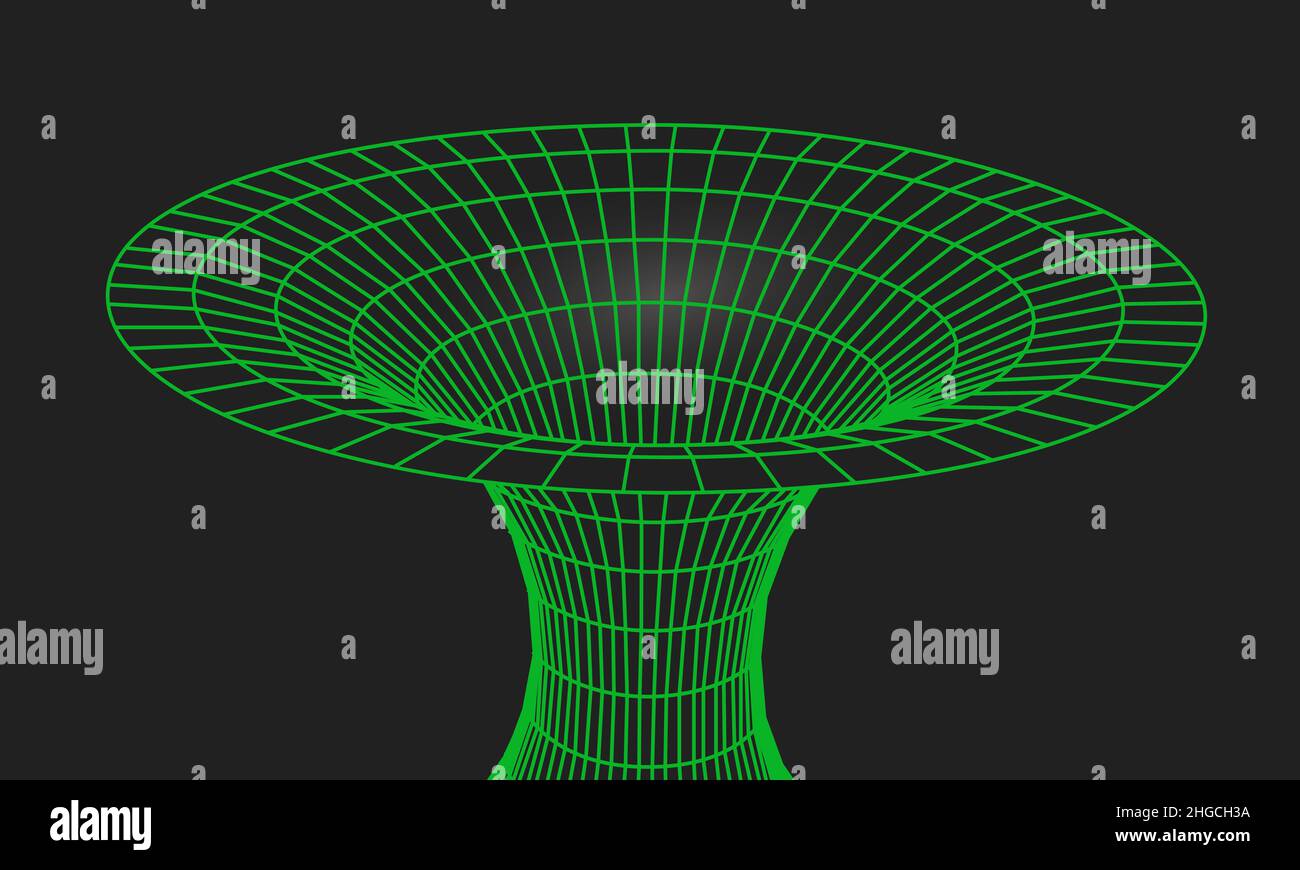 Wormhole geometric grid wireframe tunnel flat style design vector ...