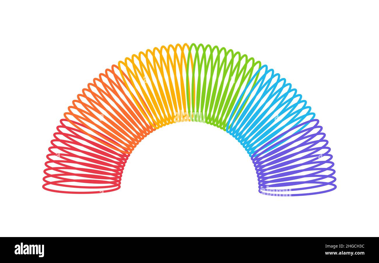 Rainbow spiral spring toy. Children magic slinky spring. Colored ...