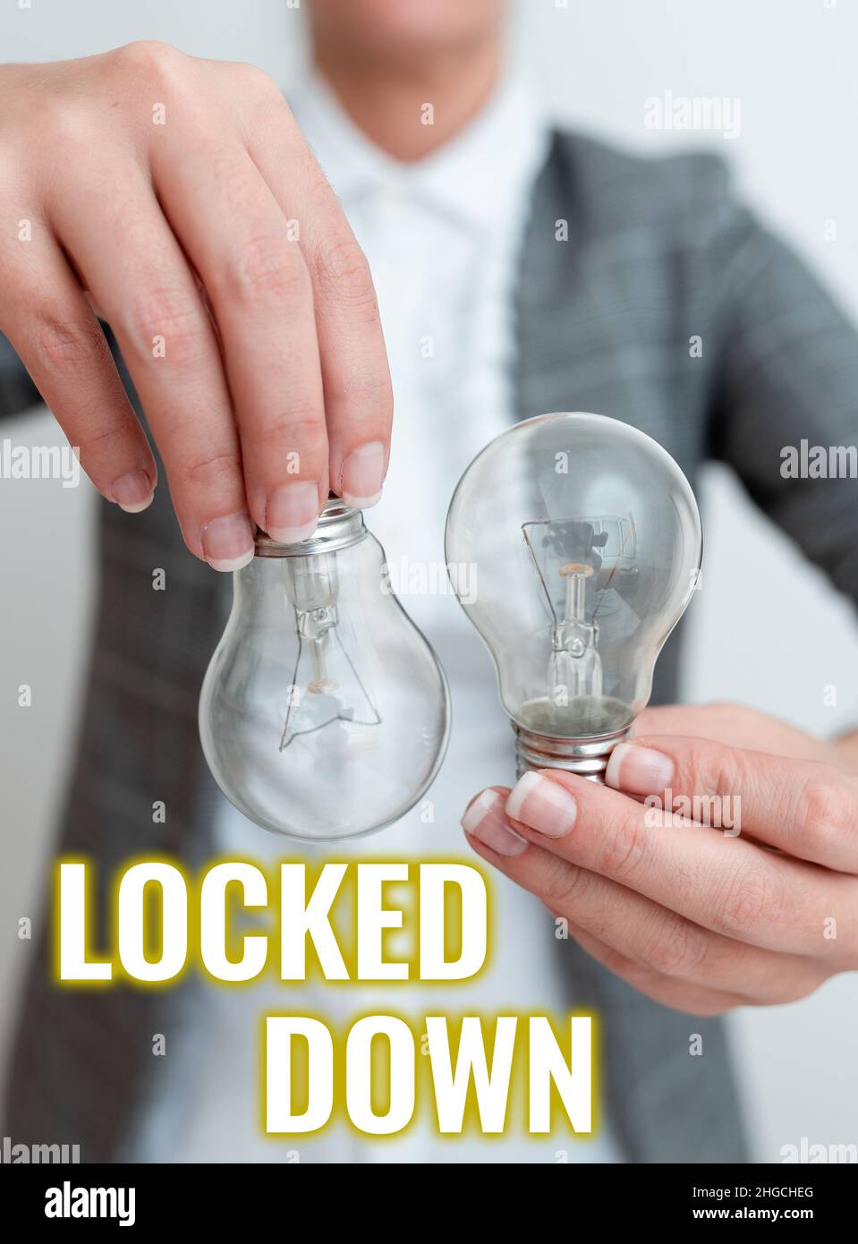 Text showing inspiration Locked Down. Concept meaning emergency measure ...