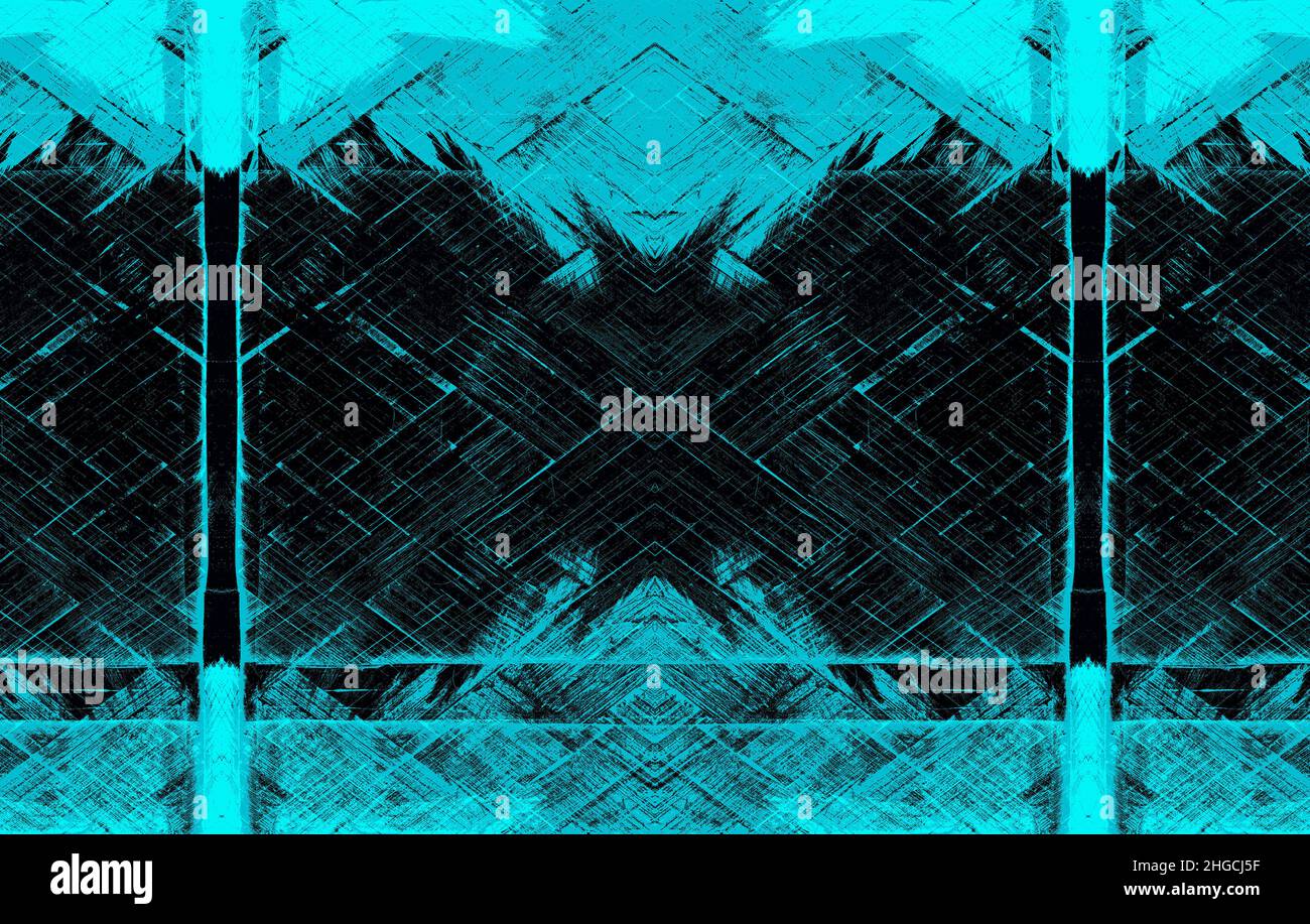 Dark cyan color woven bamboo fence structural pattern for background ...