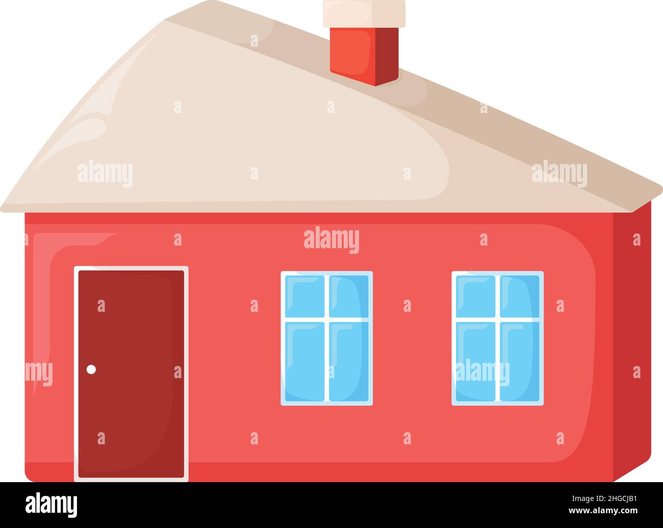 Cute red country house, summer cottage building modern cartoon vector ...