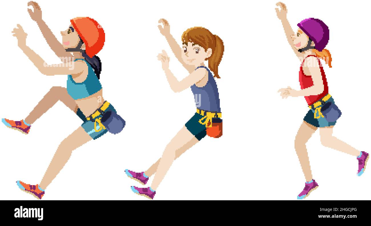 Woman and man in climbing position illustration Stock Vector Image ...