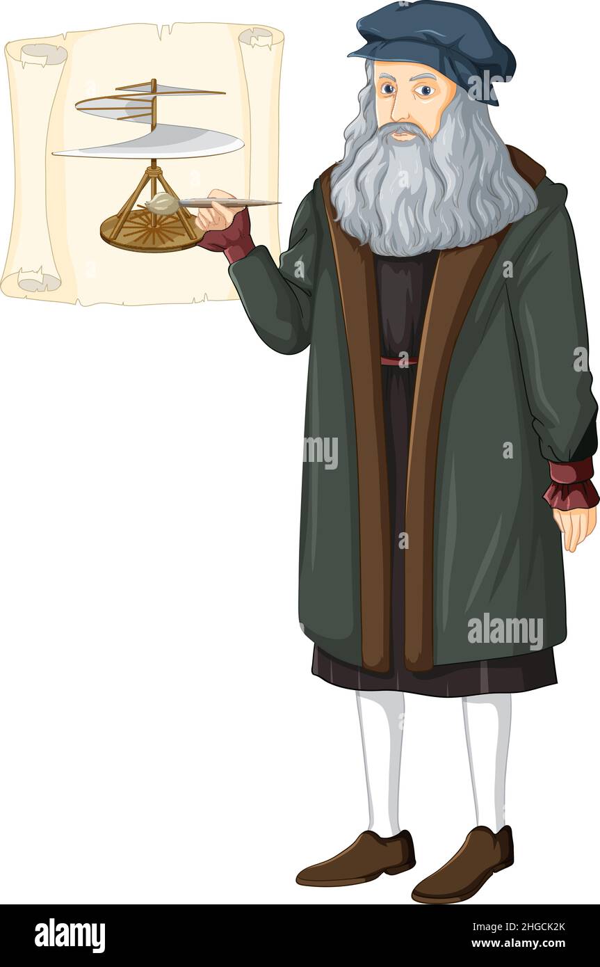 Leonardo da Vinci cartoon character illustration Stock Vector Image ... Leonardo da Vinci cartoon character illustration Stock Vector Image ...
