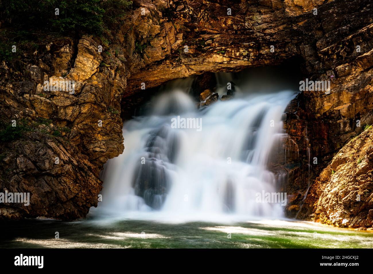The Running Eagle Falls in the US Glacier National Park, Montana Stock ...