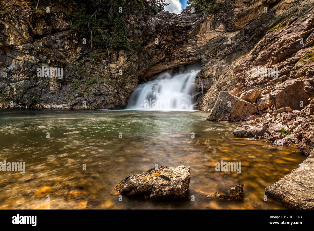The Running Eagle Falls in the US Glacier National Park, Montana Stock ...