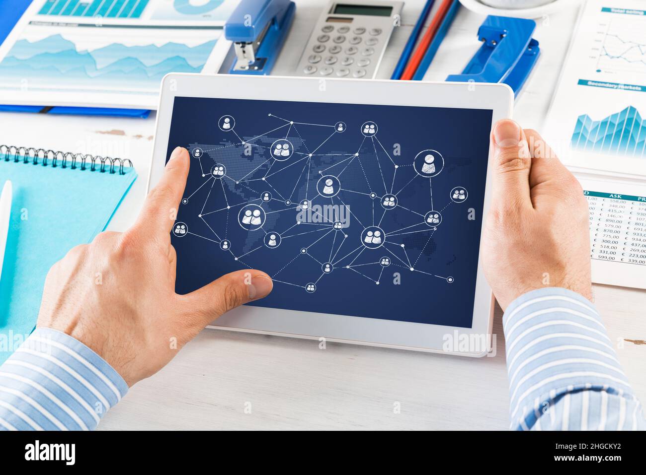 Men's hands hold a computer tablet Stock Photo - Alamy