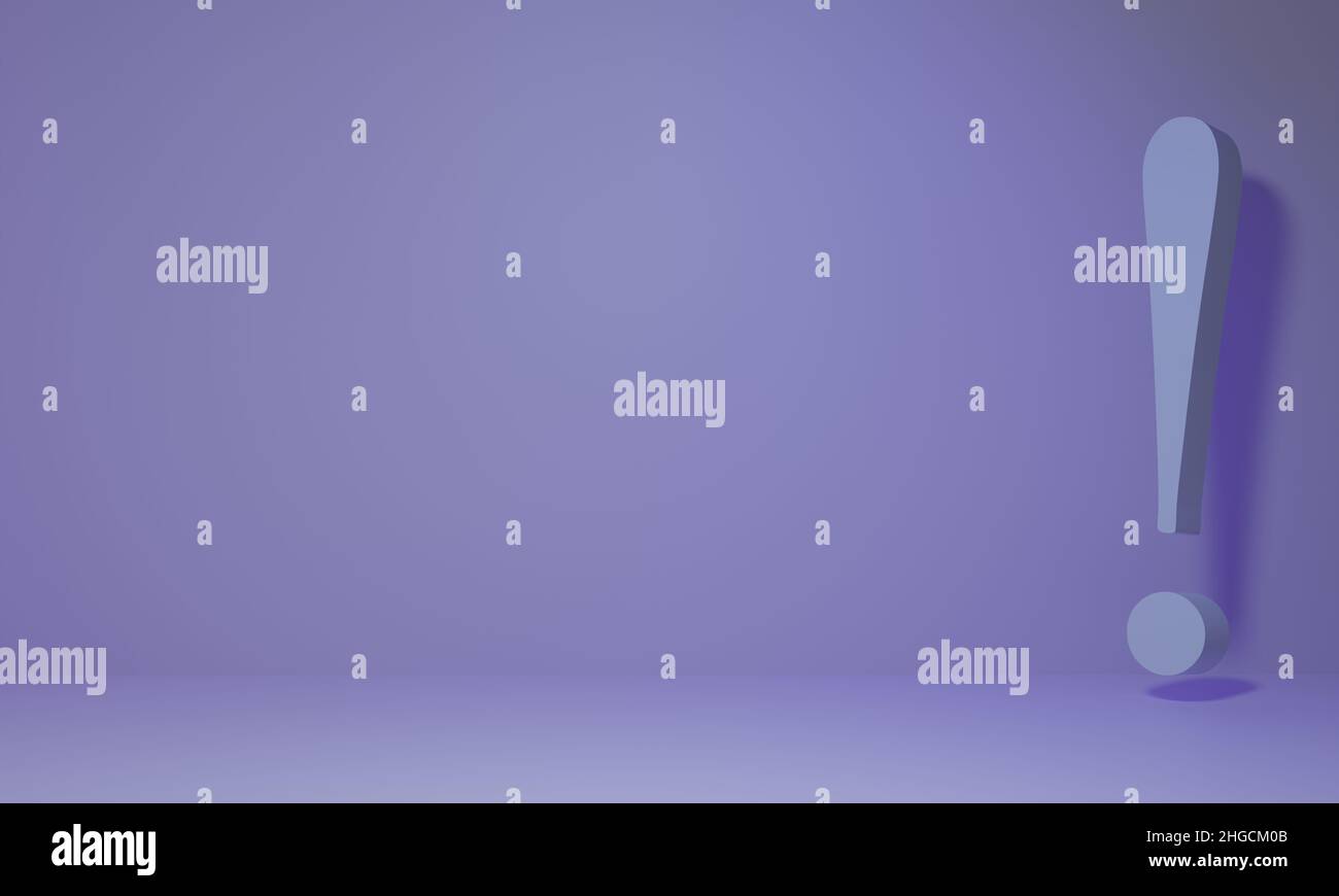 Exclamation mark on purple background. 3d illustration Stock Photo - Alamy