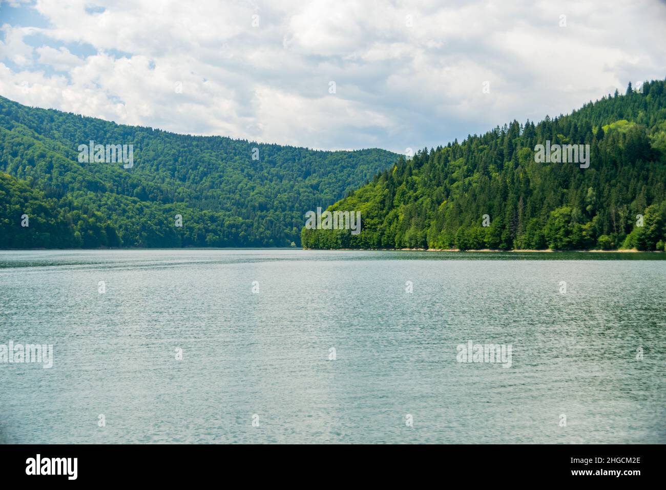 Lake Izvorul Muntelui on a sunny day, Lake Bicaz, Piatra Neamt, Romania ...