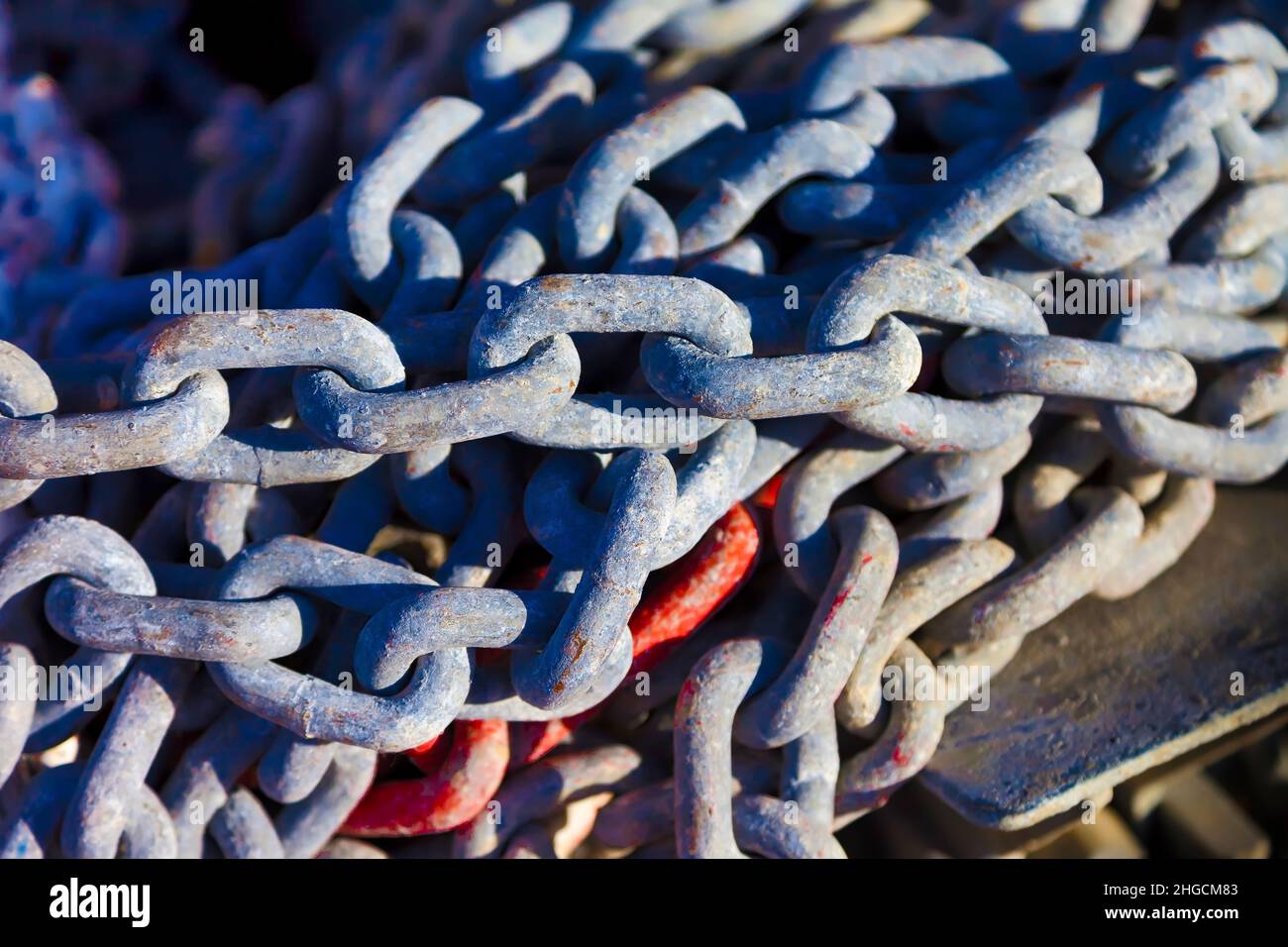 Industrial Chains. Close-Up. Isolated. Shipyard heavy metal chains with ...