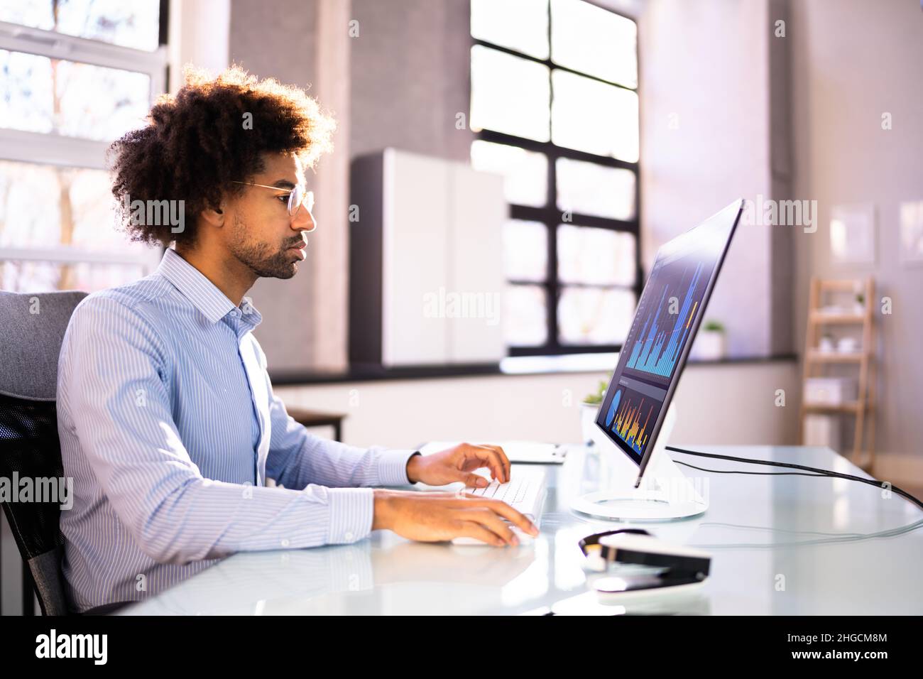 Financial Business Analytics Data Dashboard. Analyst Man Stock Photo ...