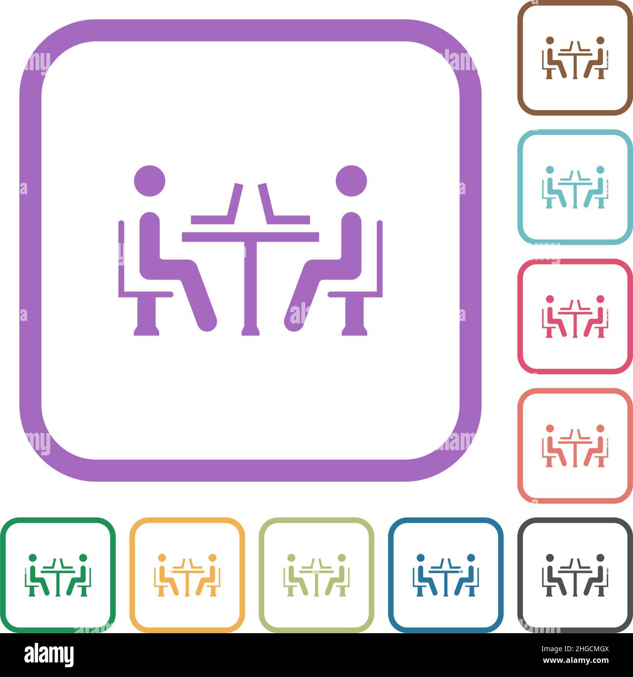 Internet cafe simple icons in color rounded square frames on white ...