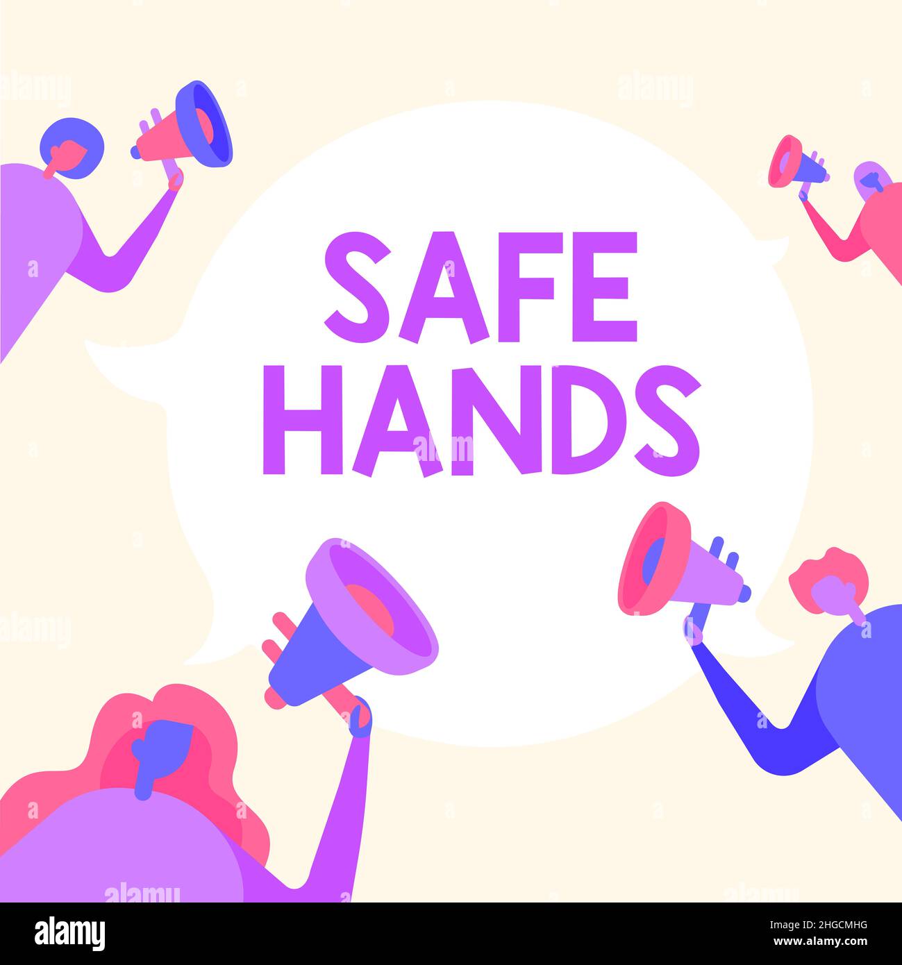 Text sign showing Safe Hands. Internet Concept Ensuring the sterility ...