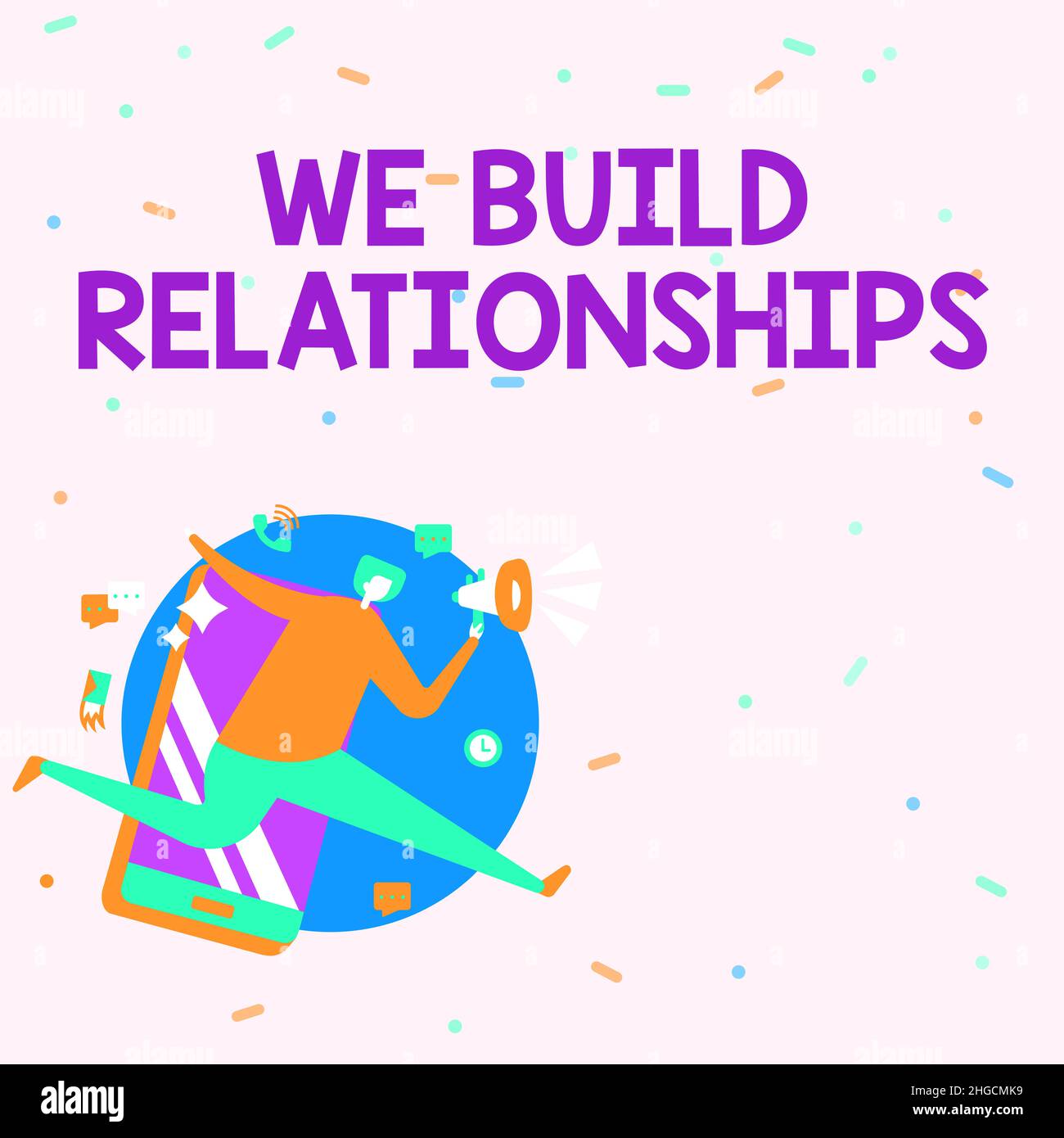 Sign displaying We Build Relationships. Word Written on Developing ...