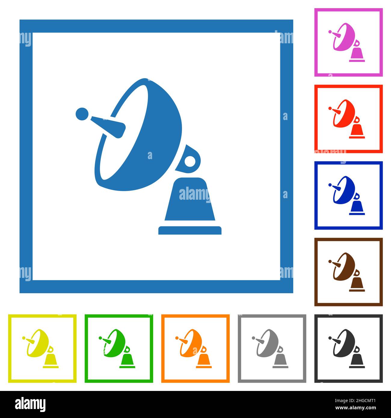 Satellite antenna flat color icons in square frames on white background Stock Vector Image & Art ...