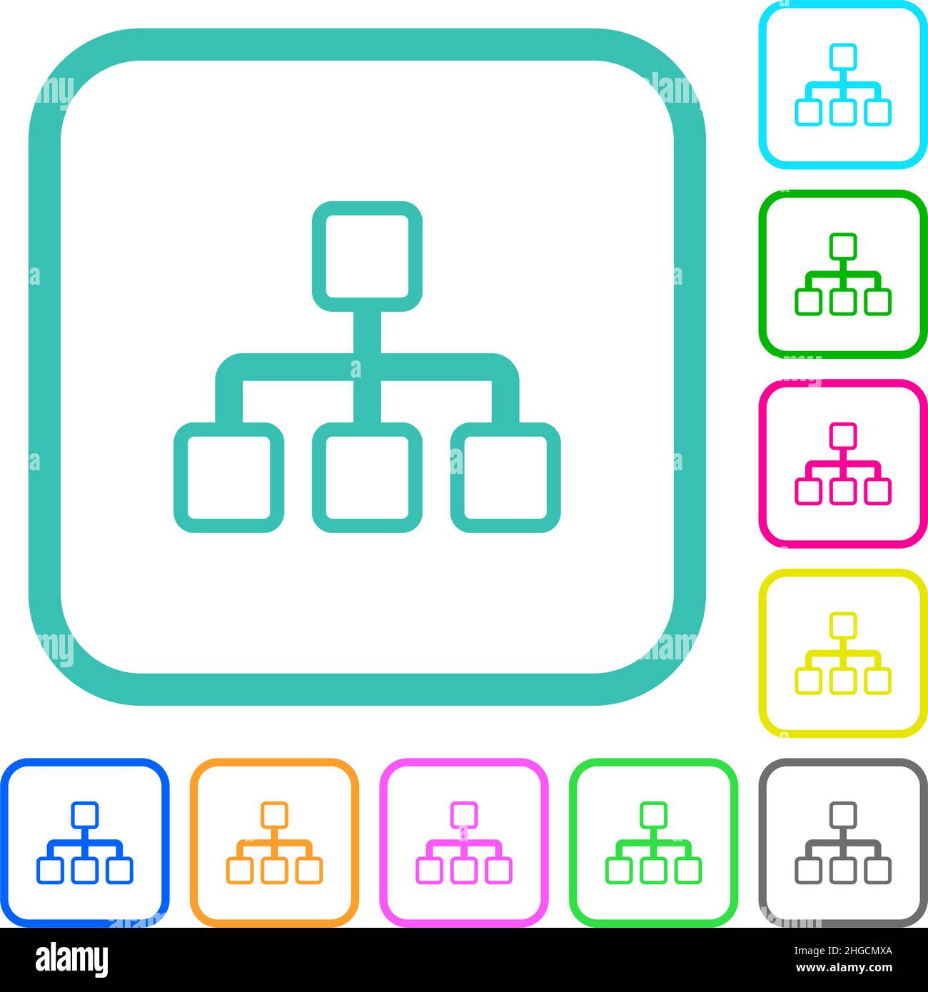 Network outline vivid colored flat icons in curved borders on white ...