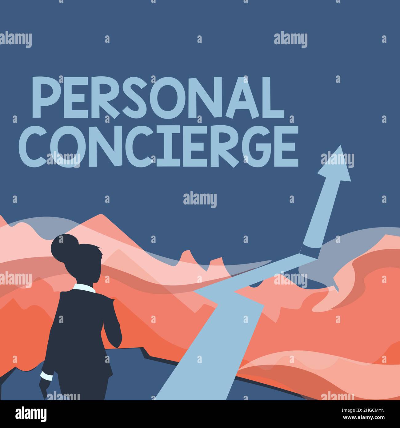 Text caption presenting Personal Concierge. Word Written on someone who ...