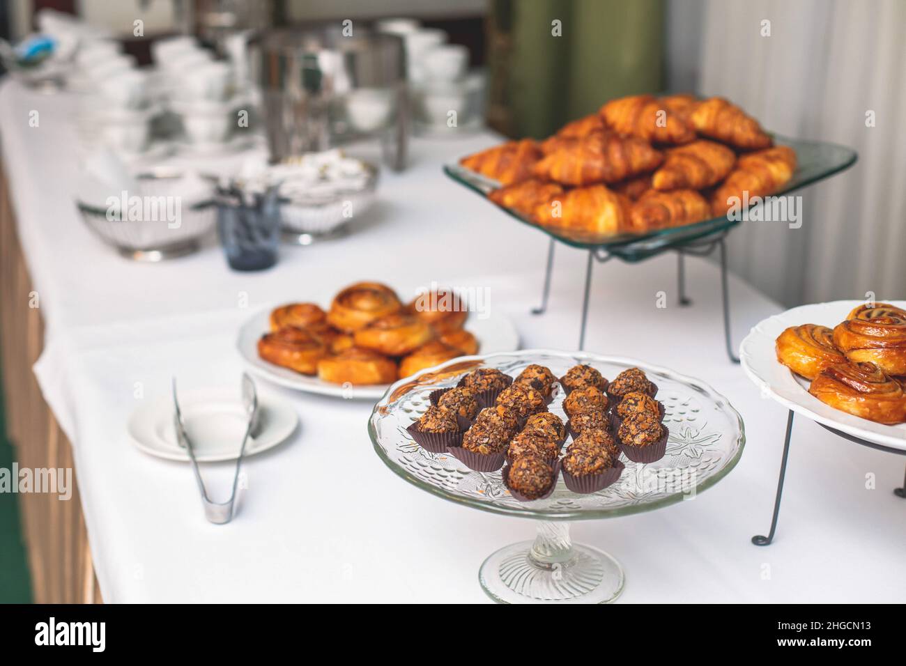 Set of coffee break in the hotel during conference meeting, with tea ...