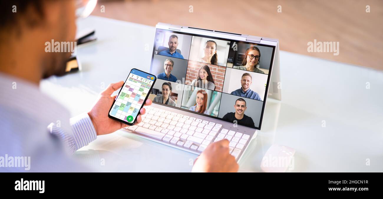 Remote Digital Video Webinar On Hybrid Computer Stock Photo - Alamy
