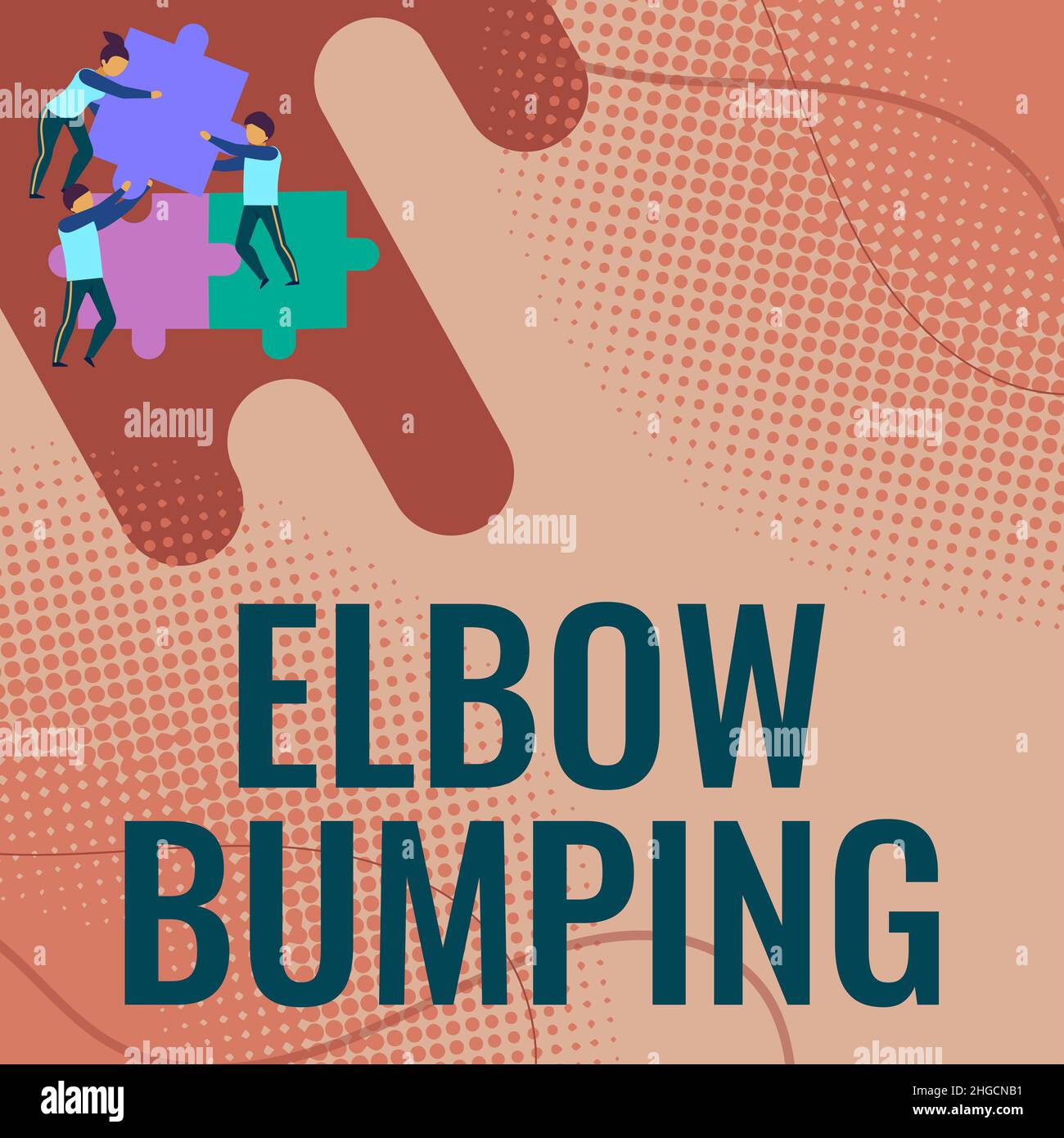 Hand writing sign Elbow Bumping. Word Written on newlytrended handshake ...