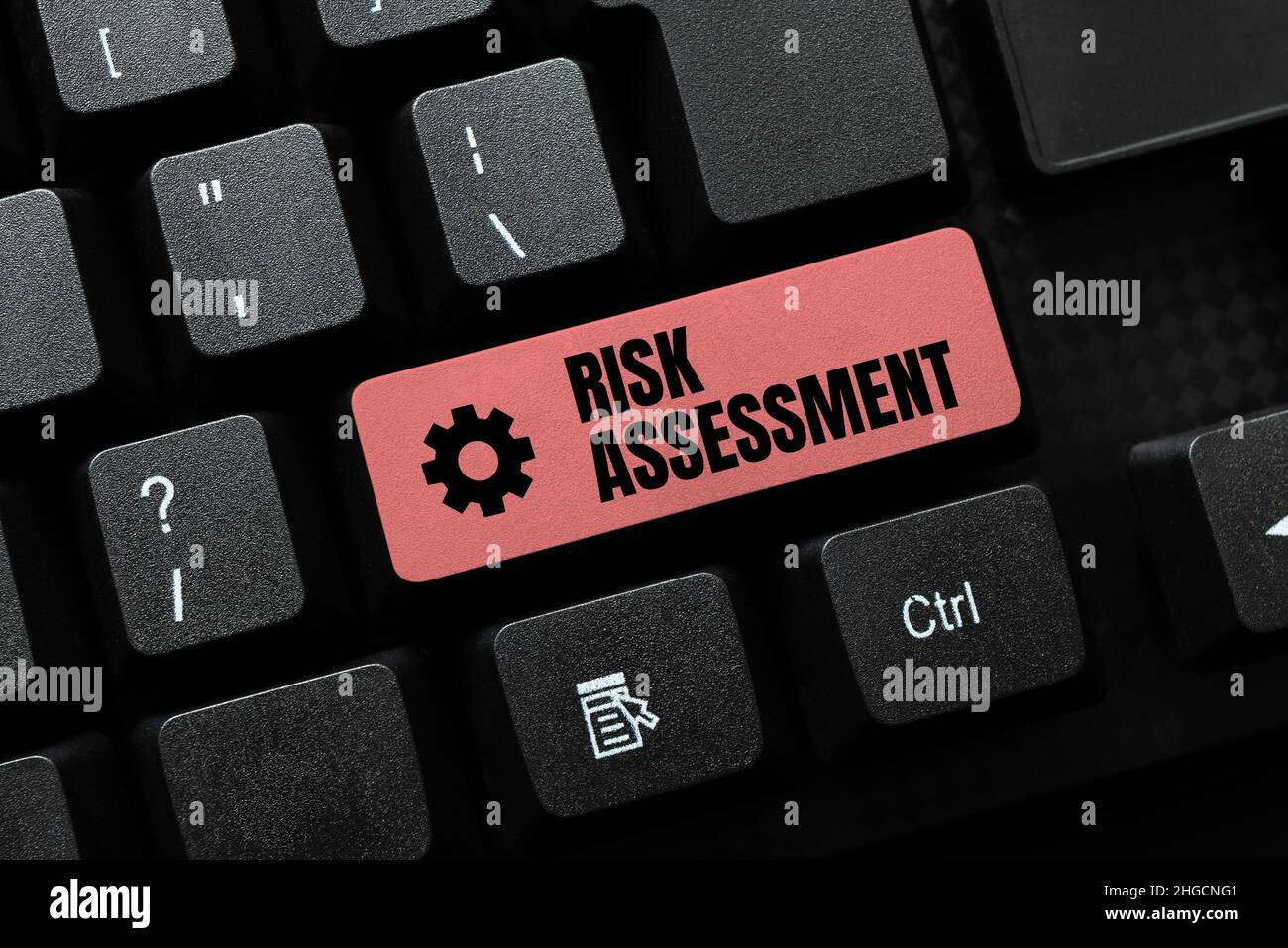 Text caption presenting Risk Assessment. Business approach estimation ...