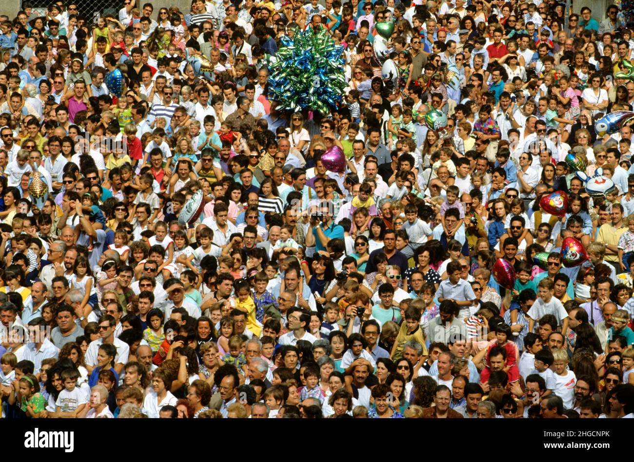 Spanish people crowd merce festival september Stock Photo - Alamy