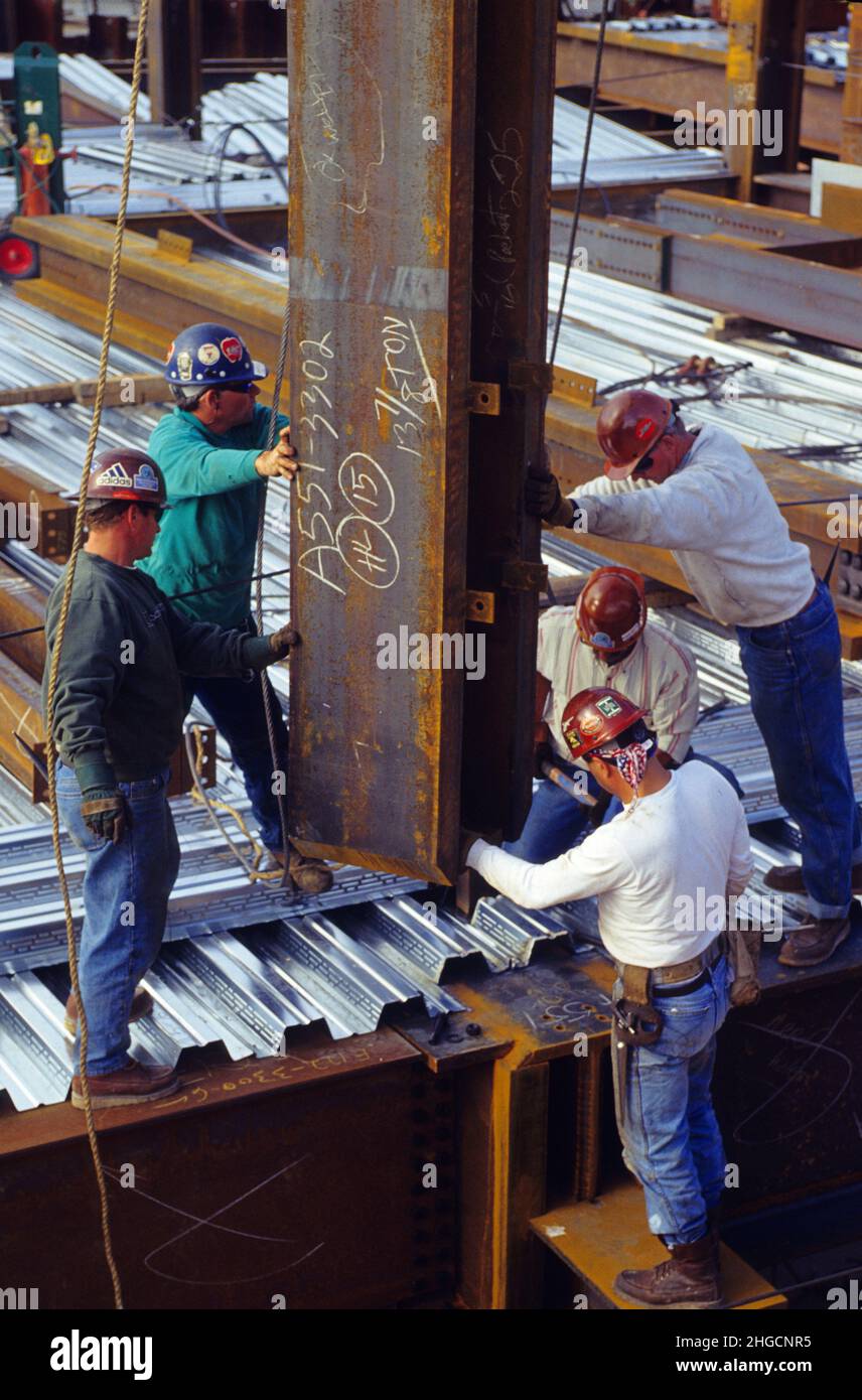 usa boston building construction fixing a huge steel pile Stock Photo ...