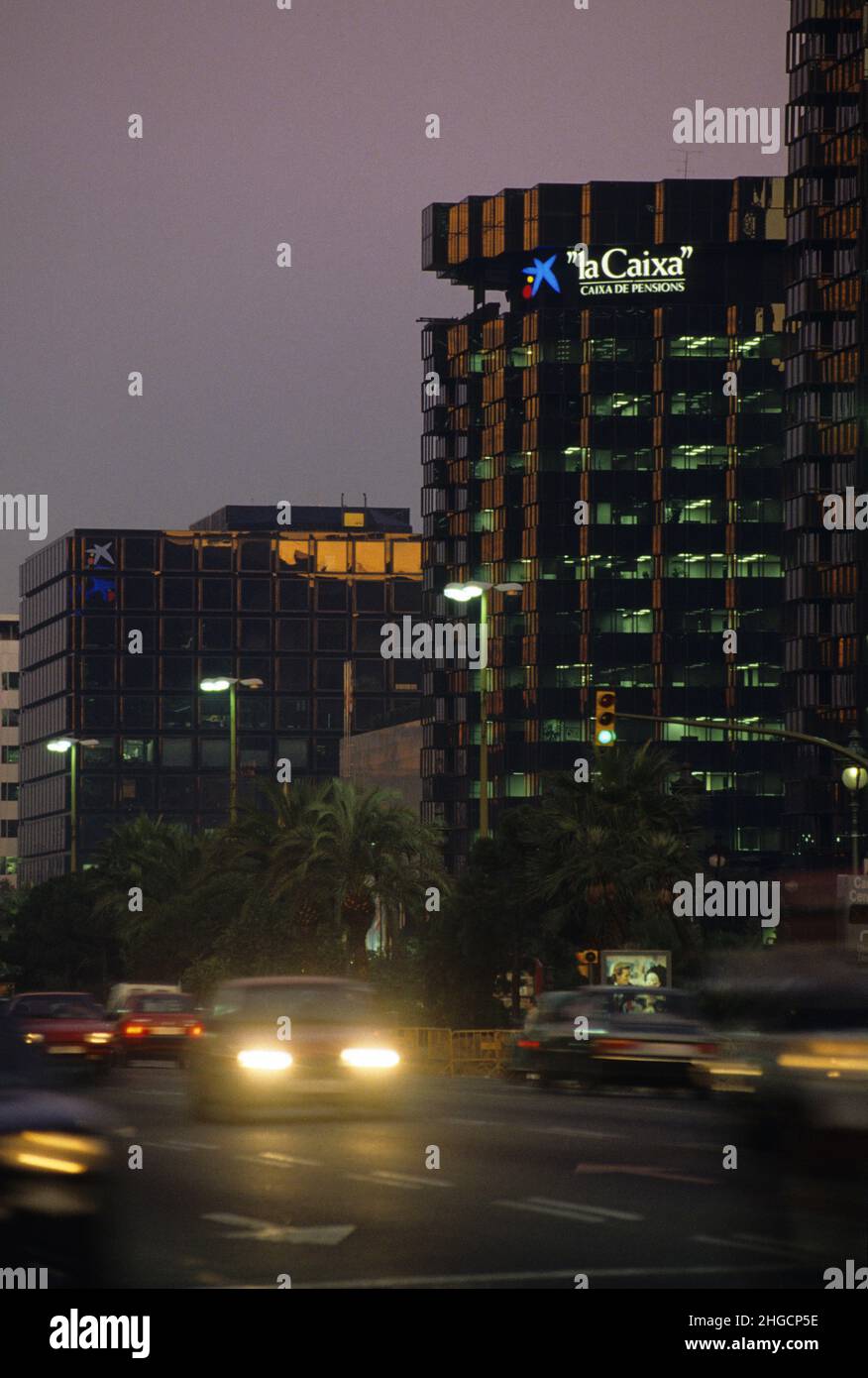 Spain barcelona business district Caixa head quarter bank Stock Photo ...