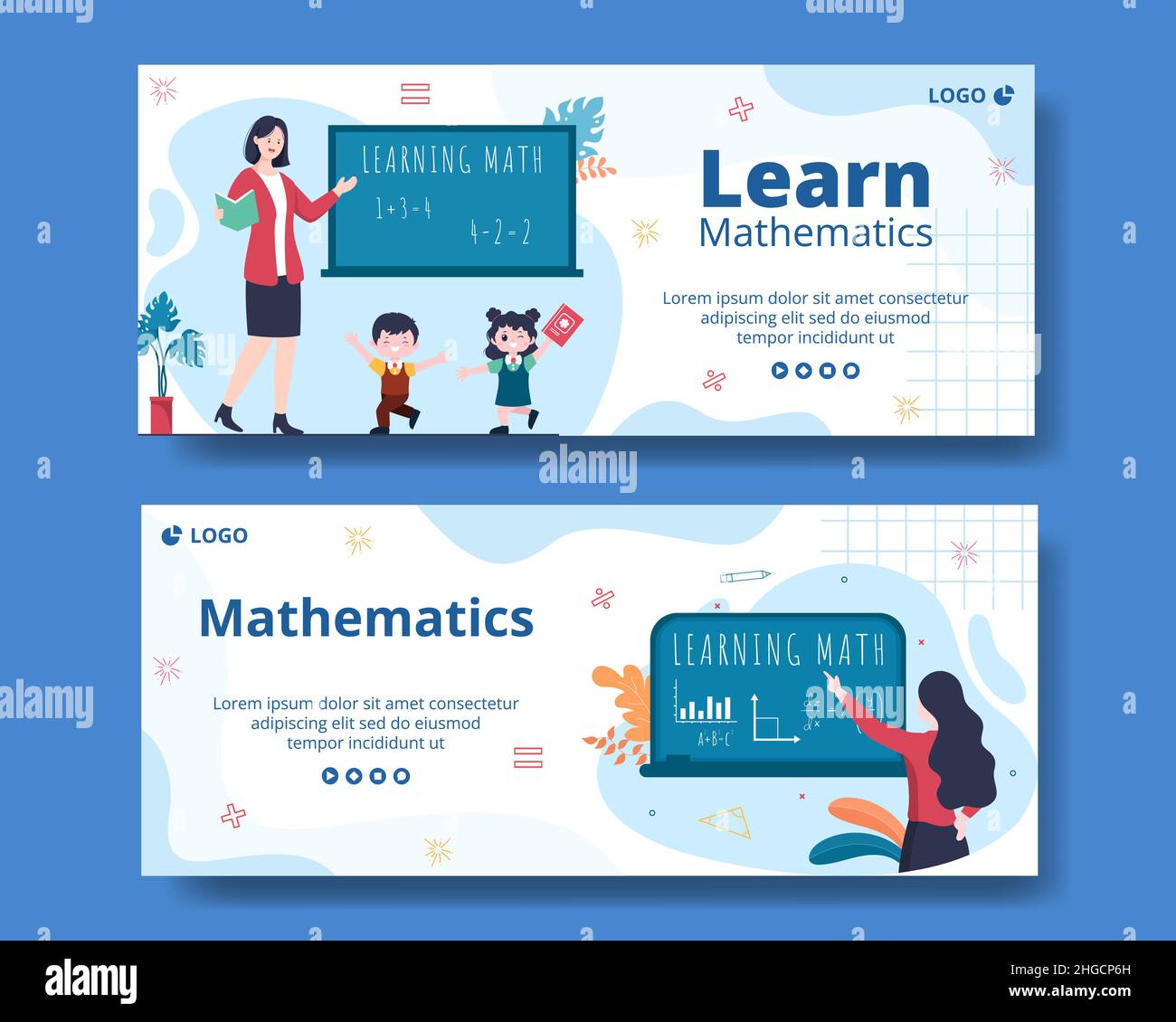 Learning Mathematics Education and Knowledge Banner Template Flat ...